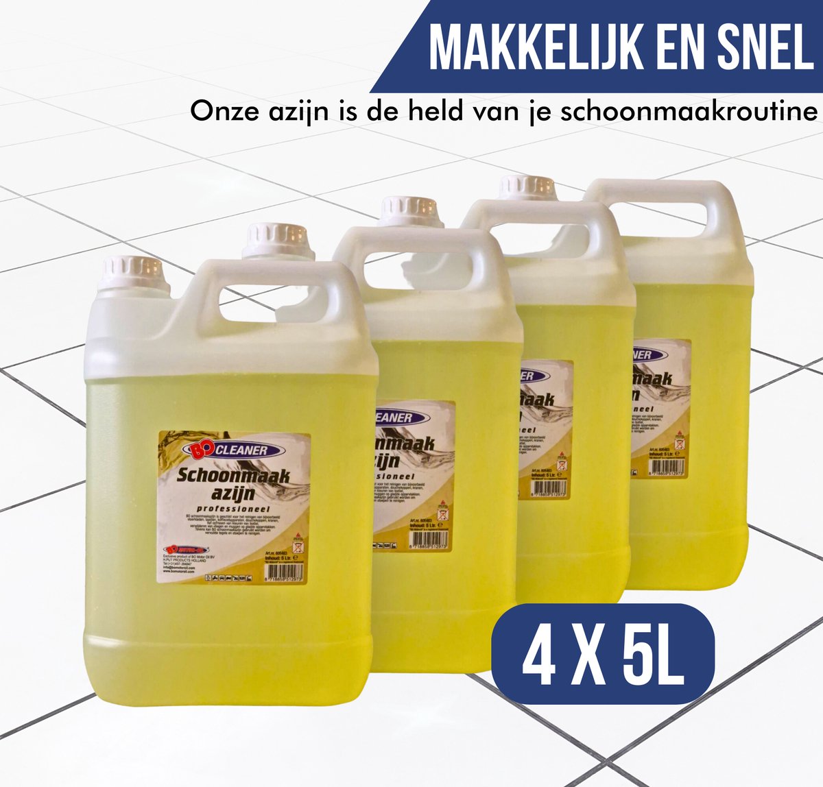 BO cleaner - 4x 5Liter - Schoonmaak Azijn - Reiniger - Professioneel ...