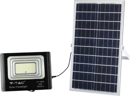 V-TAC VT-100W Schijnwerpers op zonne-energie - 35W - Zwart - IP65 - 2450 Lumen - 6000K | bol