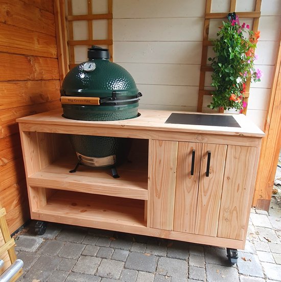 BBQ tafel douglas hout met kastruimte voor Big Green... | bol.com