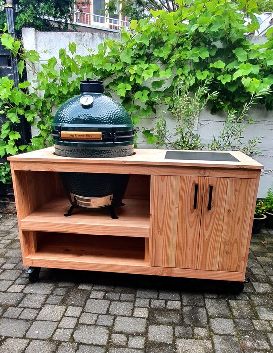 BBQ tafel douglas hout met kastruimte voor Big Green... | bol.com
