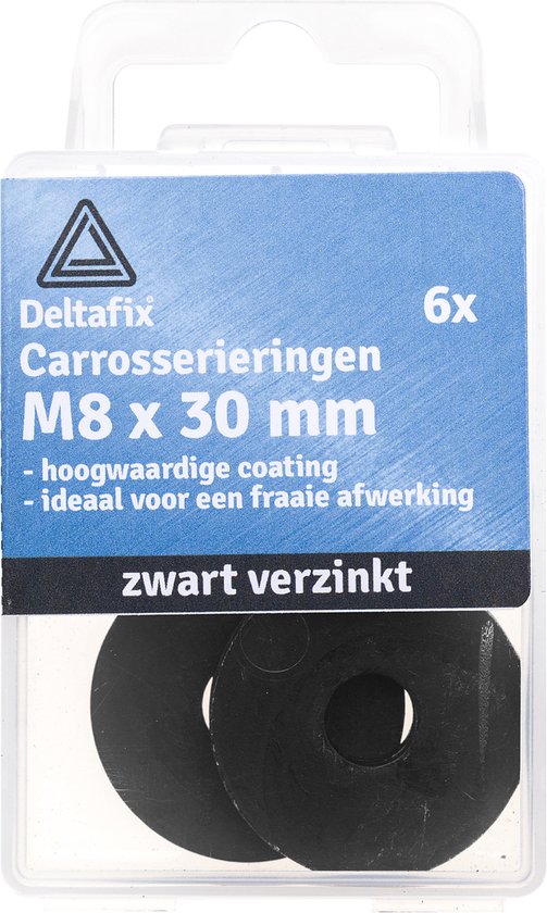Deltafix carrosseriering zwart verzinkt m8 x 30 x 1.5 din 9021 6 st. | bol