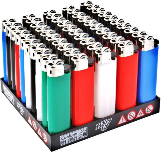 BIC BX7 Aanstekers - Display 50 stuks - tot 2.000 vlammetjes per aansteker | bol