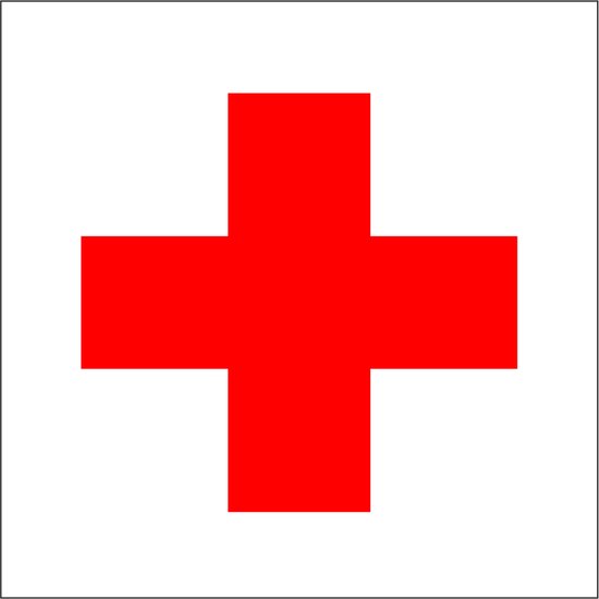 Rood met wit kruis sticker 50 x 50 mm - 10 stuks per kaart | bol