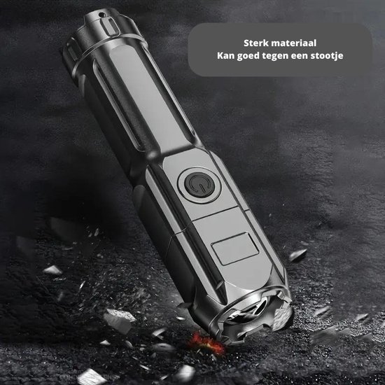 BMetics Led Zaklamp - Oplaadbaar - 5W - IP44 Waterdicht - 100+ meter - oplaadbare... | bol.com