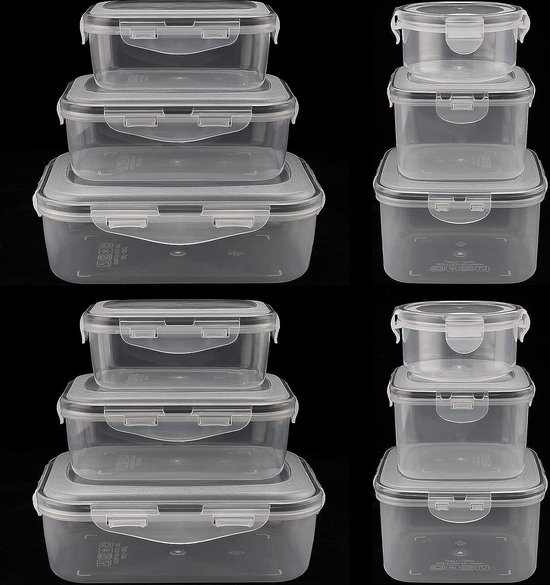 12-delige set vershouddozen met deksel, vierkante tupperdozenset ...