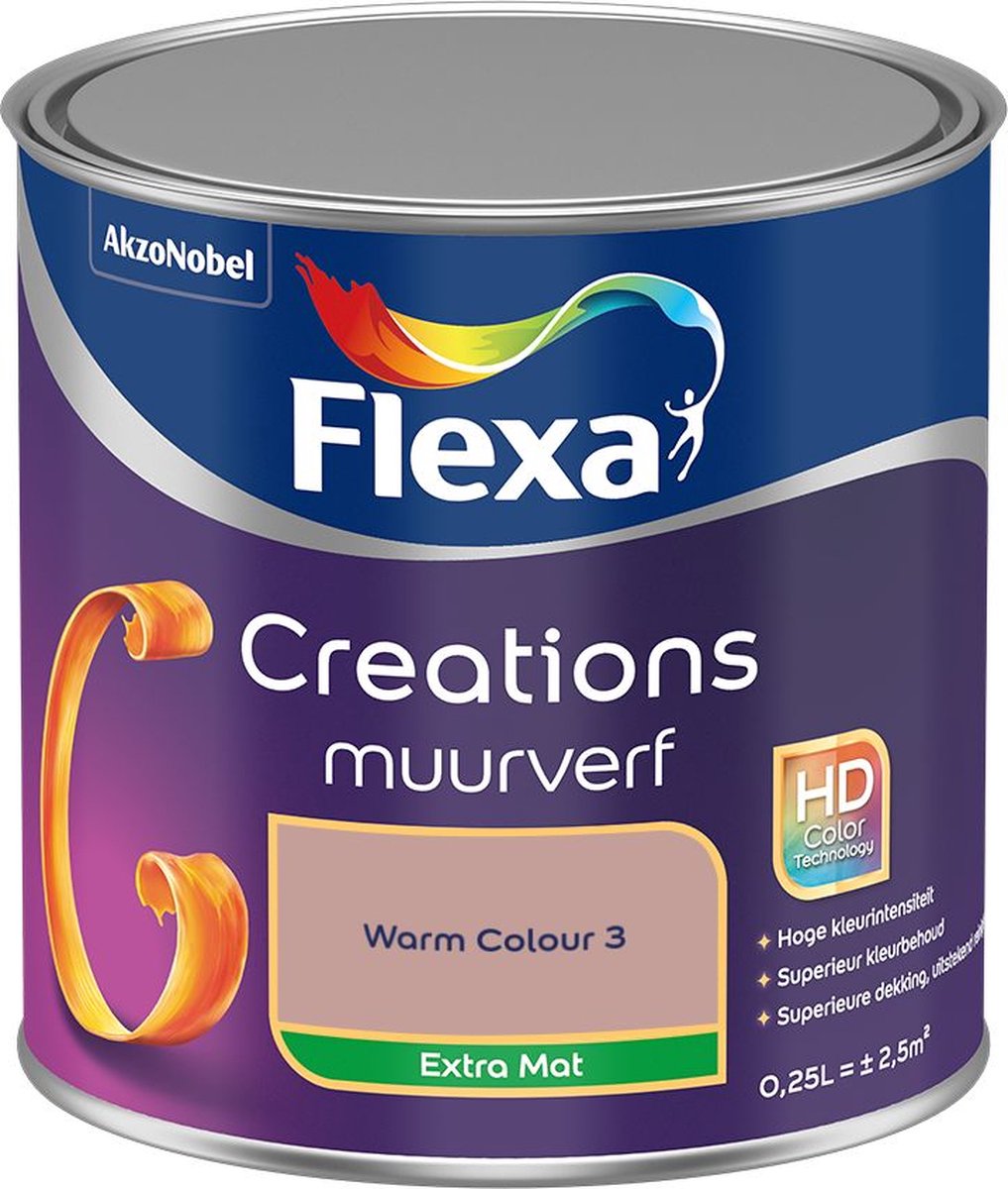 Flexa Creations - Muurverf - Extra Mat - Warm Colour 3 - 250ML | bol