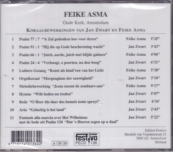 Koraalbewerkingen van Jan Zwart en Feike Asma - Feike Asma bespeelt het ...