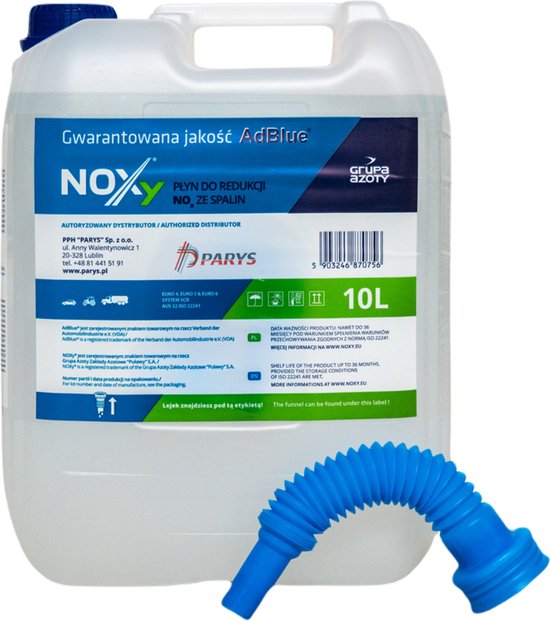NOXy Adblue 10 liter - Inclusief Handige Vulslang - ISO 22241 gecertificeerd - UREA... | bol.com
