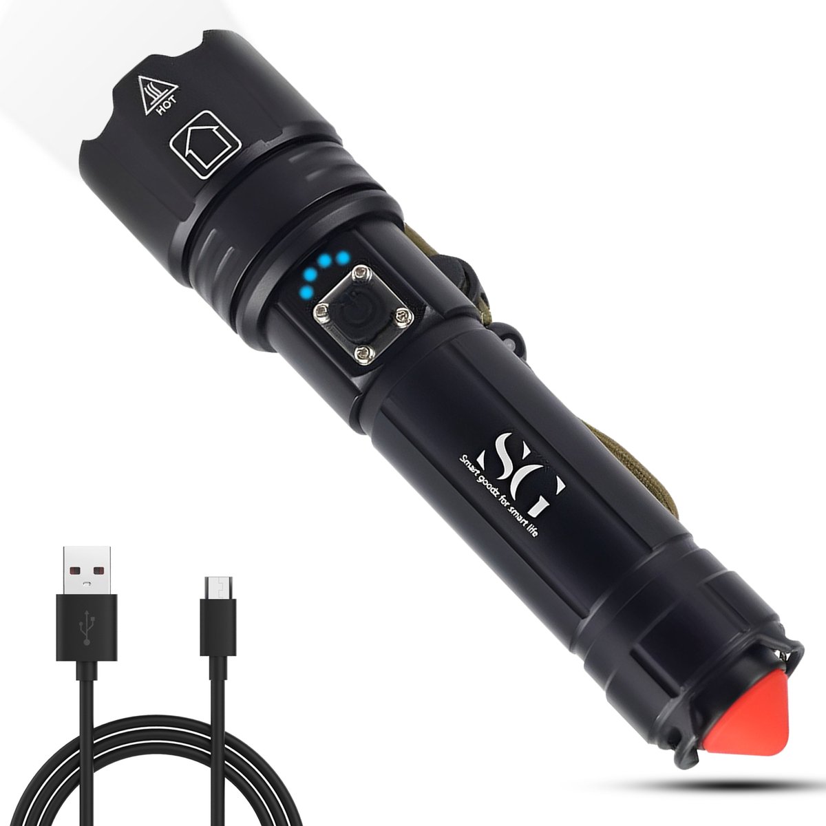 Smartgoodz - Zaklamp LED - Militaire Zaklampen - Usbc Oplaadbaar - Powerbank 5000 Mah... | bol