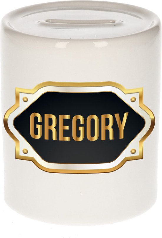 Gregory naam cadeau spaarpot met gouden embleem - kado verjaardag ...
