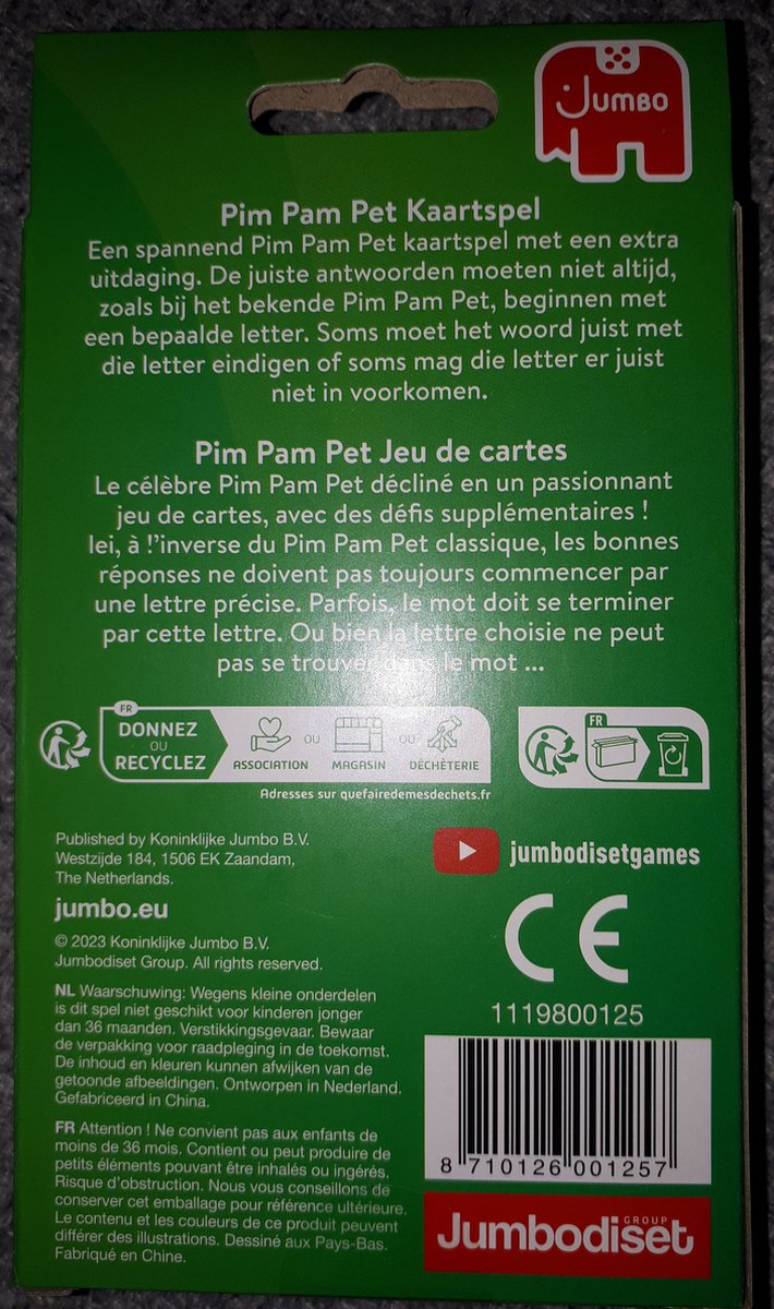 Jumbo card game Pim Pam Pet - kaartspel pimpampet | Games | bol