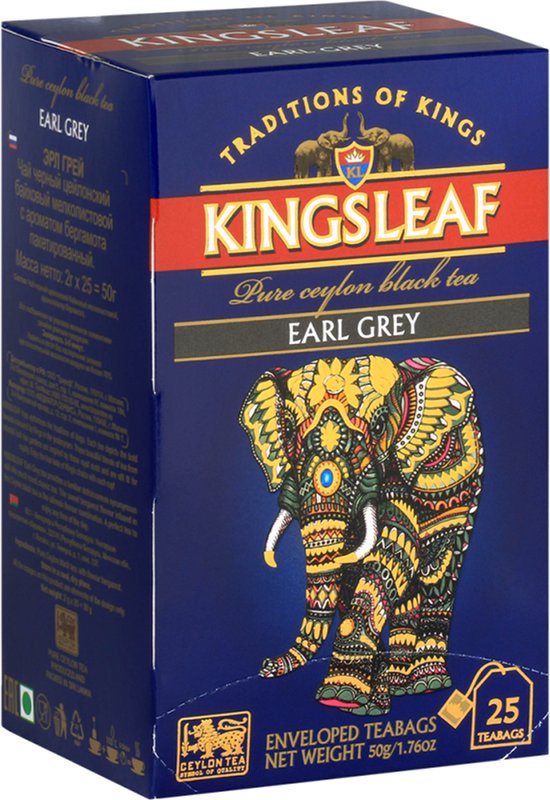 KINGSLEAF - Ceylon zwarte thee met bergamotaroma, 50x2g | bol
