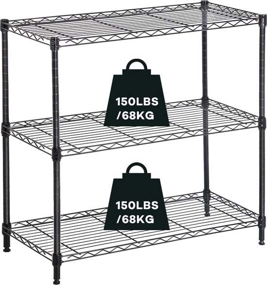 Opbergplank met 3 planken, zware plank met in hoogte verstelbaar rek en ...