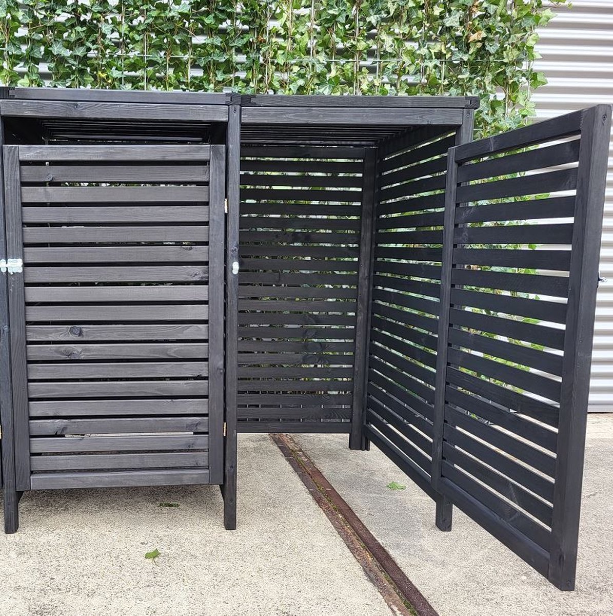 Container Ombouw Hout antraciet - 2 Containers | bol