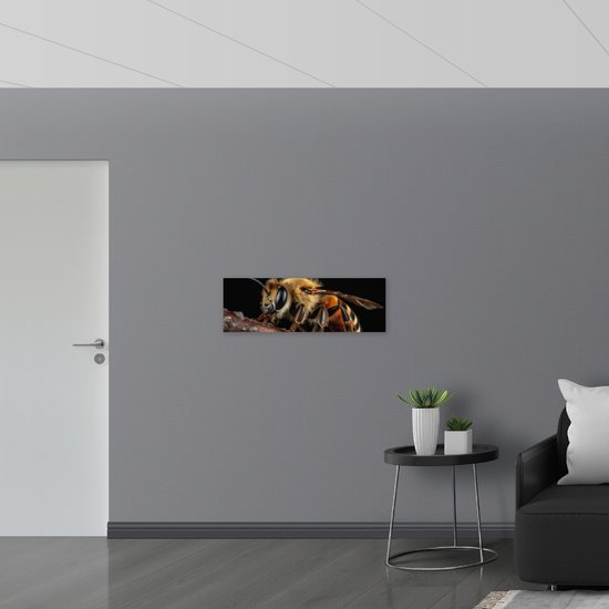 Hout - Dier - Bij - Tak - Zwart - Geel - 90x30 cm - 9 mm dik - Foto op ...