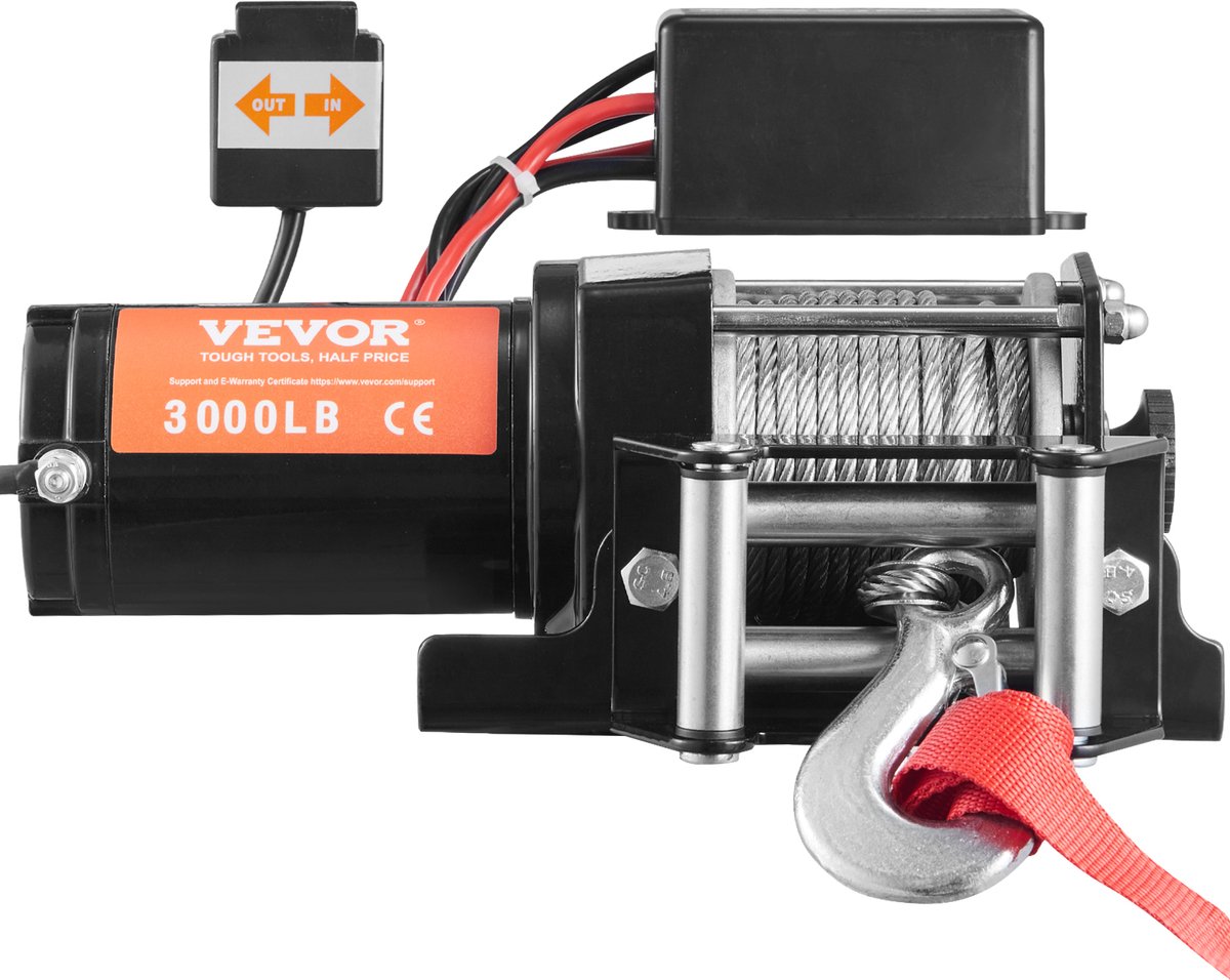 VEVOR 12V Elektrische Lier van 1361Kg- met Staalkabel-Draadloze ...