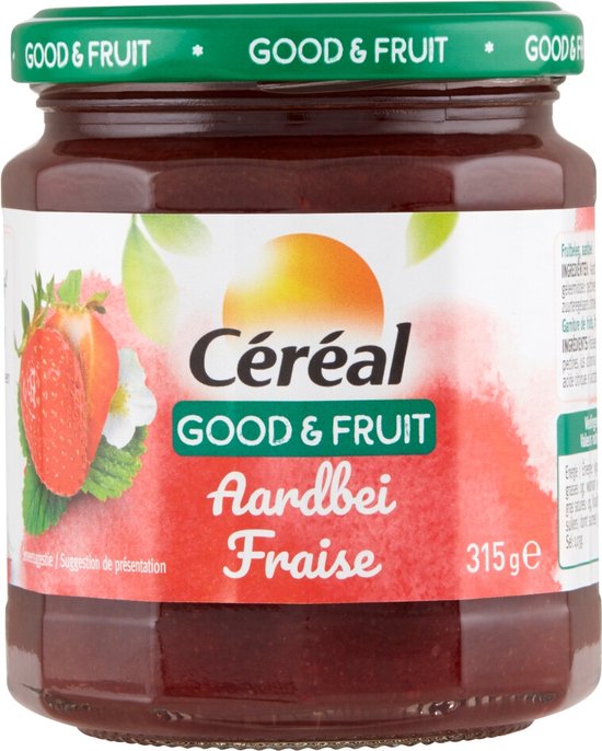 Céréal Jam Good & Fruit Aardbei - 6 x 315 gr - Voordeelverpakking | bol