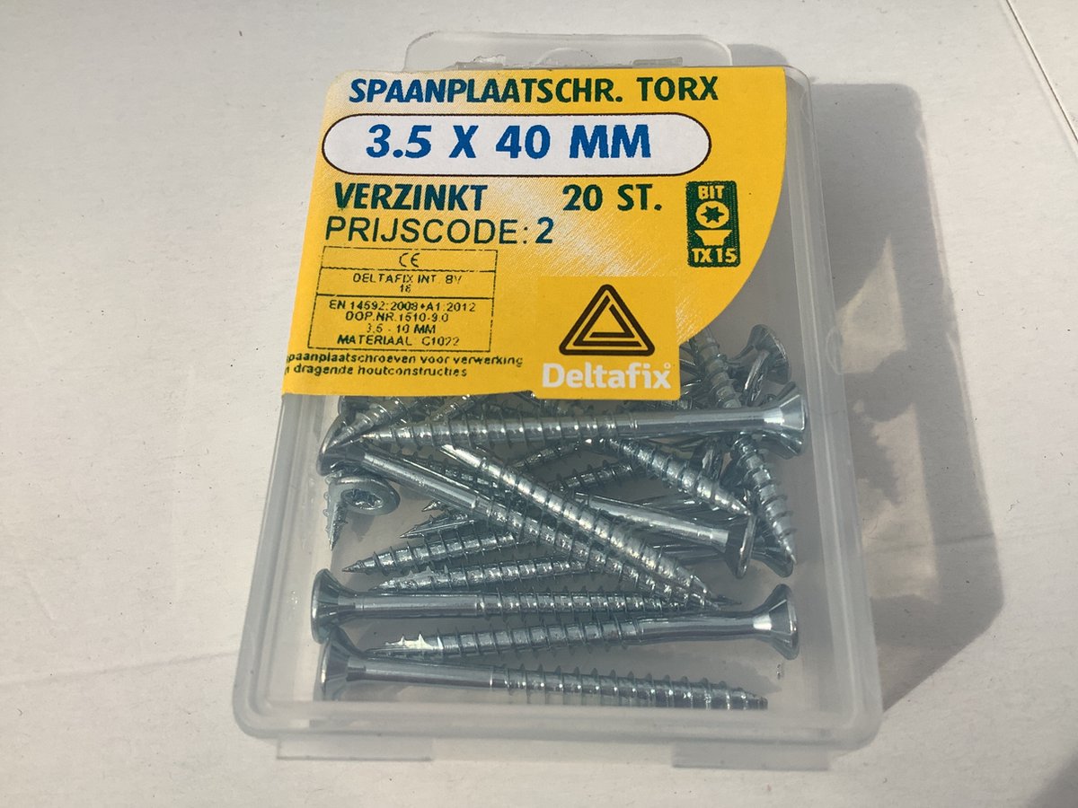 VIS À BOIS de 3,5 x 40 mm de longueur. Galvanisé. Torx à tête plate. 20 vis pour... | bol.com