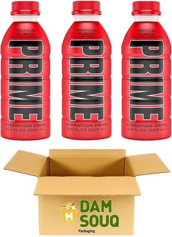 Damsouq® PRIME Hydration Drink Multipak Tropical Punch Fles (3x500ML ...