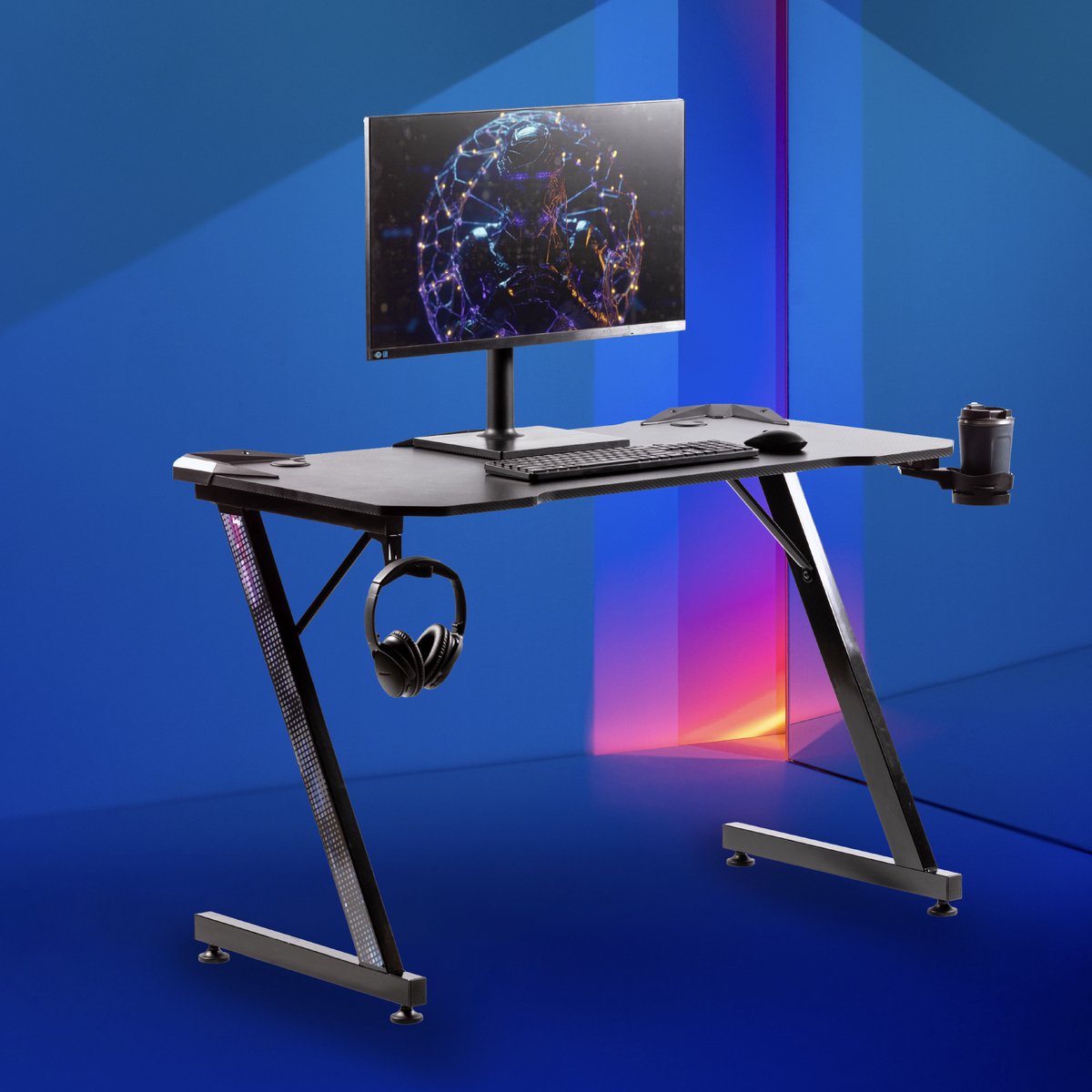 Gadgy Game Bureau Carbon - Gaming Bureau 110 CM Breed - Gaming Desk met ...