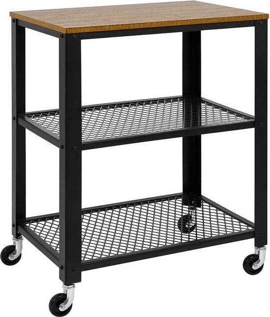 Trolley metaal - Serveerwagen met 3 planken - Keuken en woonkamer ...