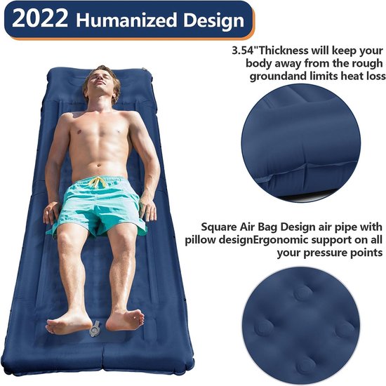 Camping isomat, ultralichte draagbare isomat outdoor met voetpomp ...