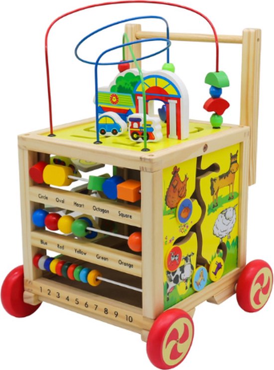 Loopwagen Kubus Hout voor Baby +/- 1 jaar | Babywalker | Educatieve ...