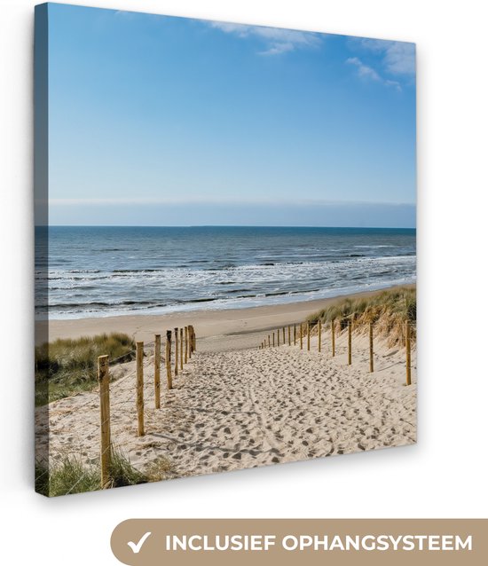 Canvas Schilderij Strand - Zee - Zomer - Zand - Natuur - 20x20 cm - Wanddecoratie | bol