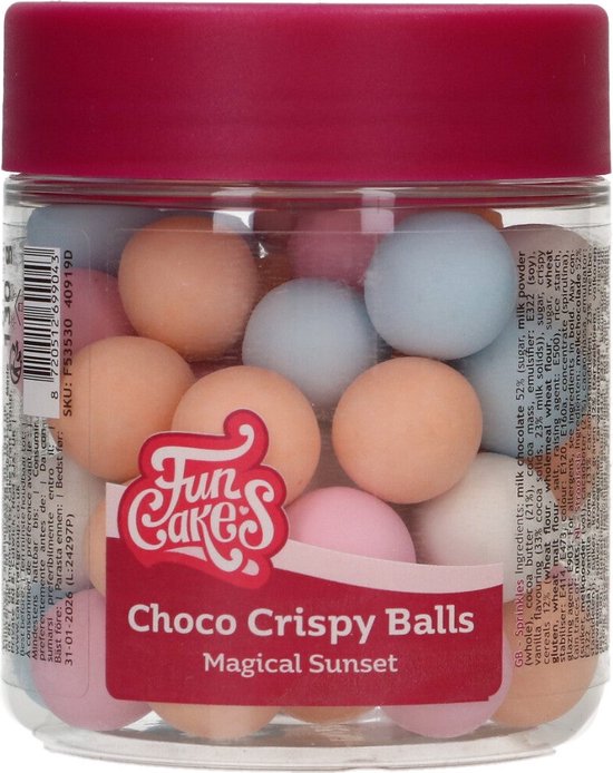 FunCakes Choco Crispy Balls - Sunset - 130g - Taartdecoratie - Chocolade Decoratie | bol