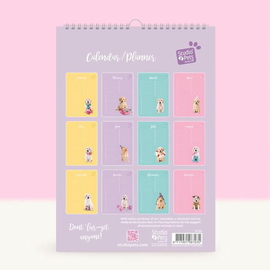 Studio Pets A4 Golden Retriever verjaardags kalender maandplanner! | bol