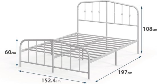 Metalen Platform Bed 150 x 190 cm met Opbergruimte - Hoofdeinde en ...