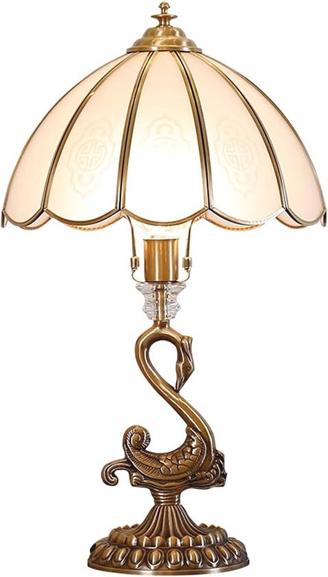 Antieke Tafellamp Koper Zwaan - Stijlvolle Leeslamp voor Slaapkamer en ...