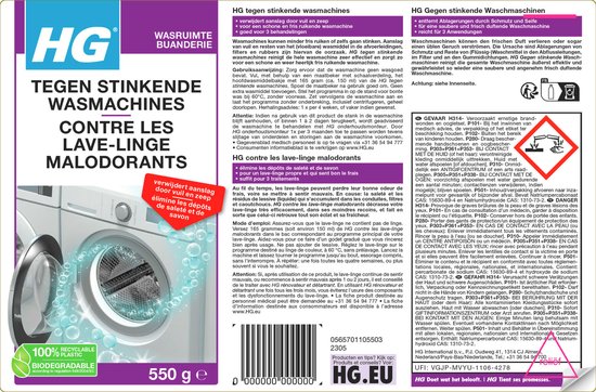 HG Wasmachine reiniger tegen stinkende wasmachines - 550gr | bol