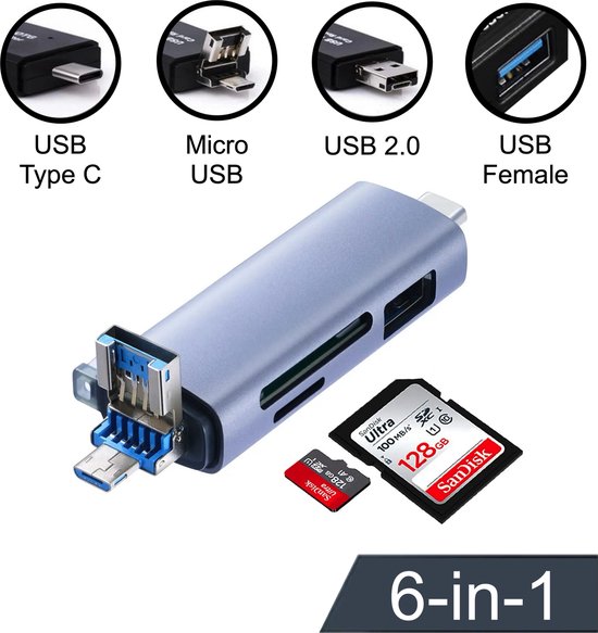 Femur 6-in-1 SD Kaartlezer USB voor Micro SD kaart - SD kaart ...