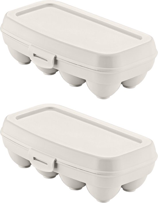 Eierdozen beige - Set van 2 stuks - Kunststof eierhouder - Koelkast ...