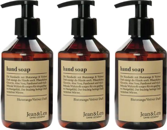 Jean & Len Handzeep | 3x 250 ml Vloeibare zeep | Bloedsinaasappel ...
