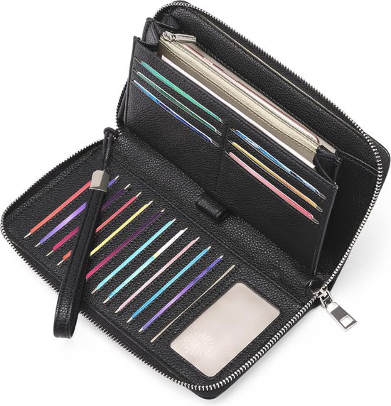 Dames portemonnee met RFID-blokkering en multikaartsleuven, grote ...
