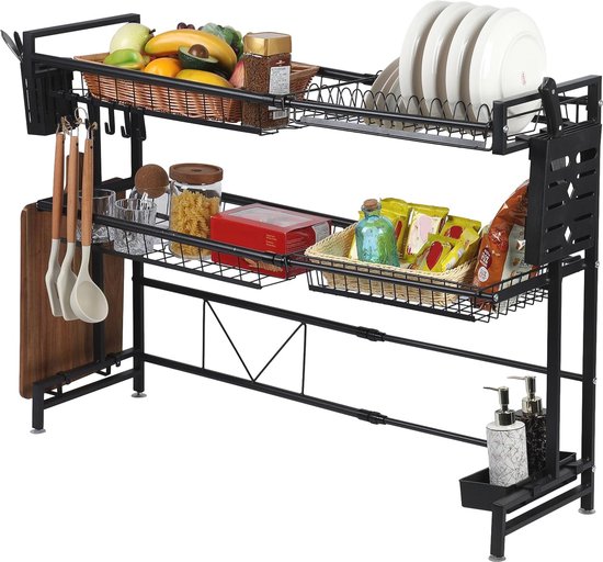 Ruimtebesparend Afdruiprek Voor Keuken - Verstelbaar 2-laags Design ...