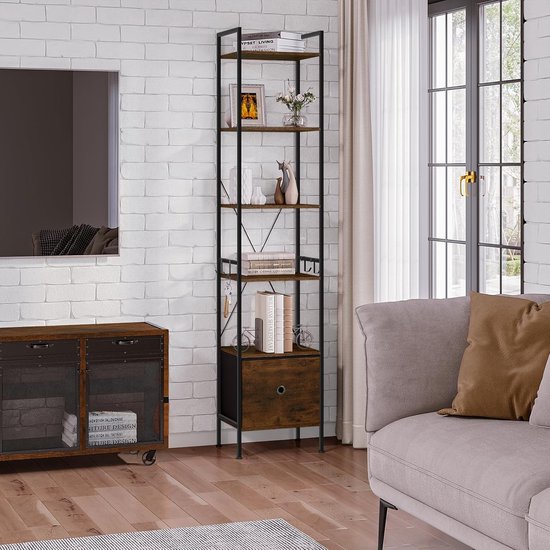 RGB63vbn Staand rek met 5 niveaus, boekenkast met lade, staand rek met ...