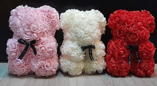 Rose Teddy Bear Rozenbeer in Luxe giftbox Foam Rozen Beer set - ROZE ...