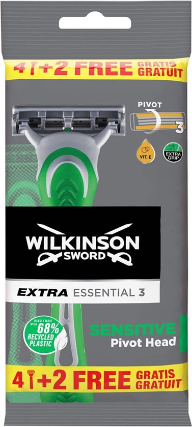 Wilkinson Sword - Extra Essential 3 - Sensitive - Wegwerpscheermesjes ...