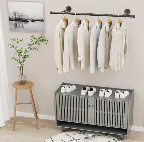 Kledingstang voor aan de Muur – Hoogwaardige Stalen Kledingroede – Set ...