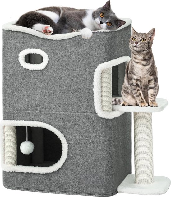 Multifunctionele Kattenhuis met Meerdere Verdiepingen en Krabpaal voor ...