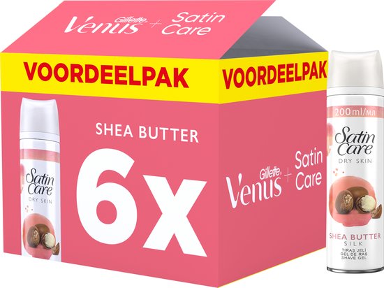 Satin Care Scheergel Voor Vrouwen - Shea Butter Silk - 6 x 200ml - Voor De Droge Huid | bol