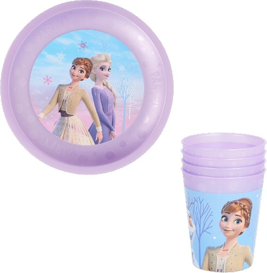 Frozen - Servies set 4 personen - Paars / Blauw - Serviesset ...