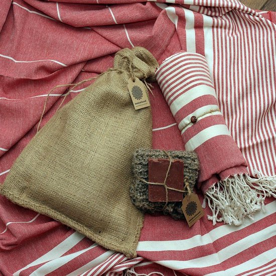 Kerstcadeau Pakket Bundel 5 x Bad & Lichaam - Harem Rood Hamamdoek ...