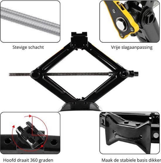 Garagekrik - 1.5 Ton Autokrik - Schaarkrik - Zwart | bol