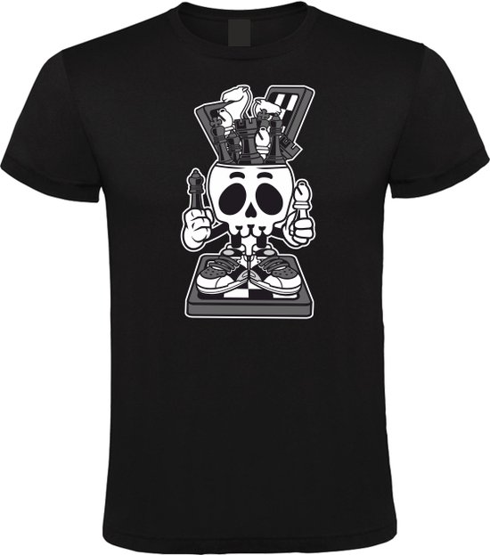Chess Skull - T-shirt unisexe - XL - Zwart | bol