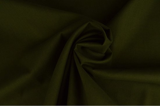 Katoen stof - Per meter - 1 meter - Poplin katoen uni - Donker mosgroen ...