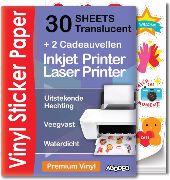 32 Translucent (Semi-Transparant) Vinyl Stickervellen A4 – Hoogwaardig ...